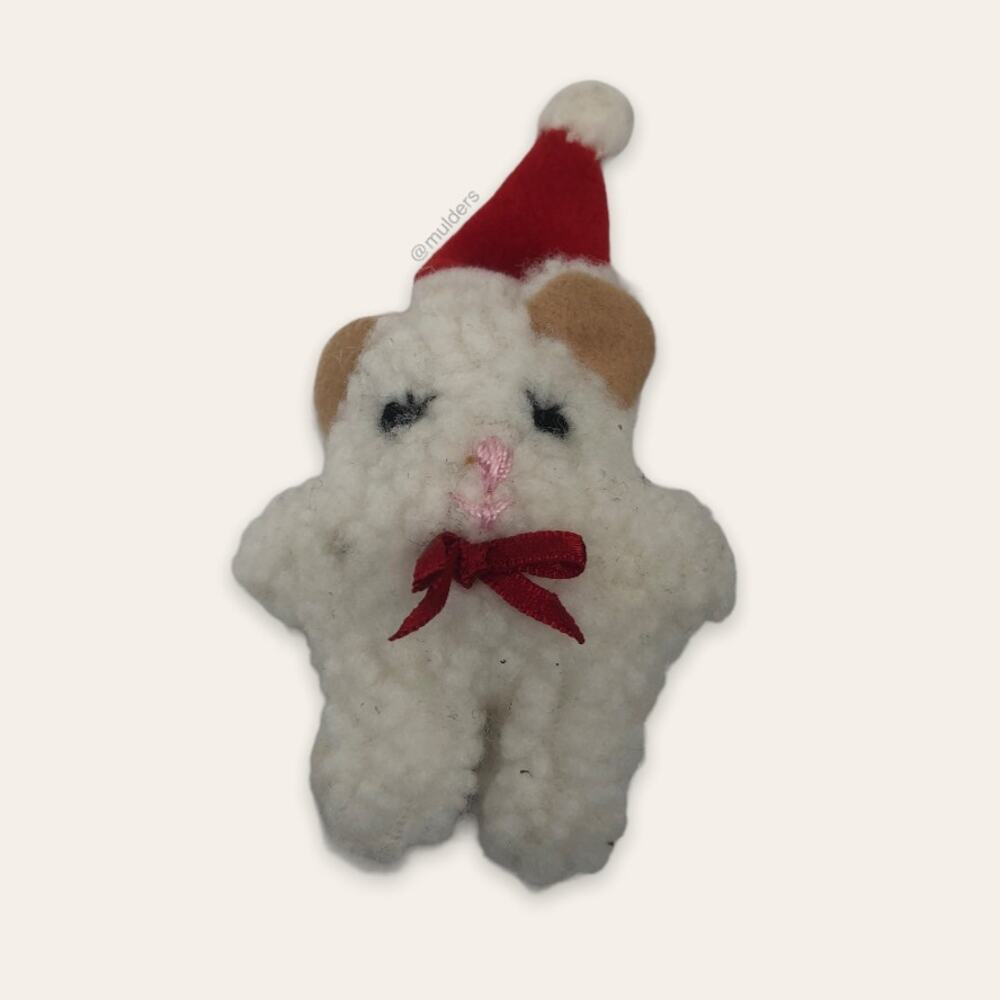 Vintage Ami Corp White Fluffy Teddy Bear Brooch Santa… - Gem